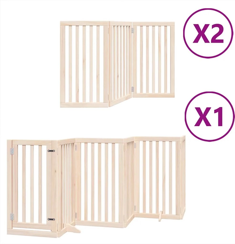 Zábrana pro psy s dvířky skládací 12 panelů 600 cm topol 3155645