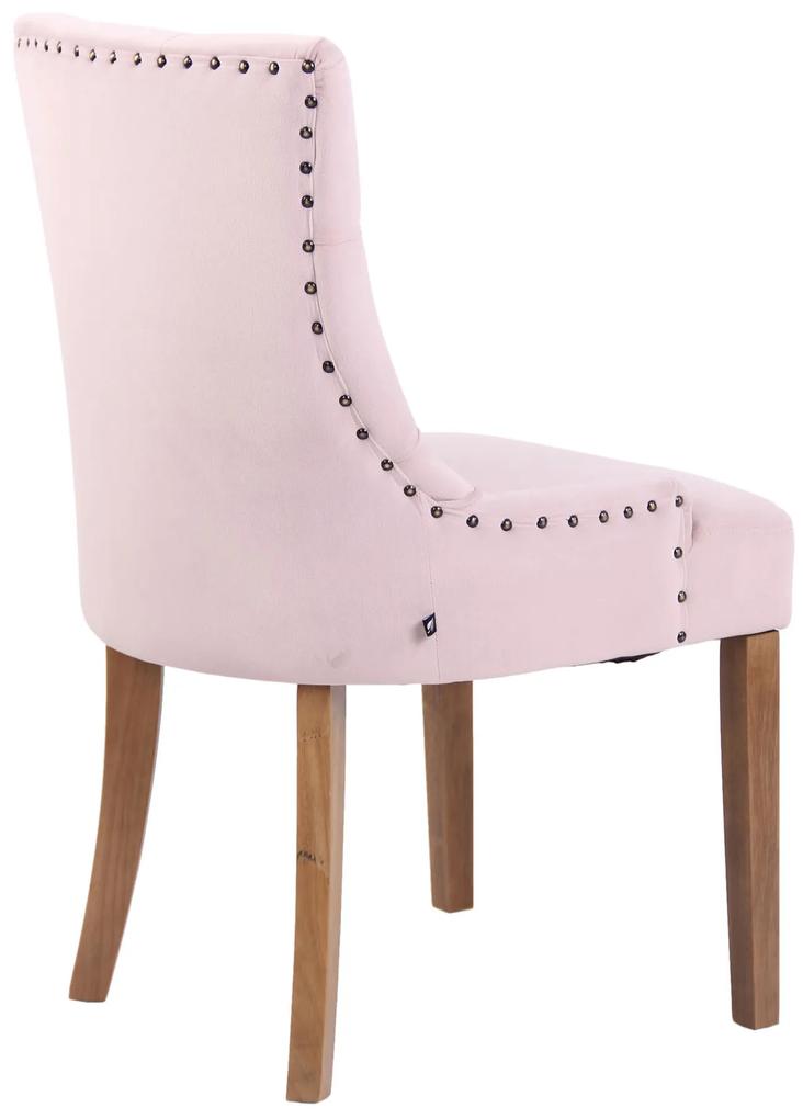 Jídelní židle Mossley - samet - světlé nohy | růžová