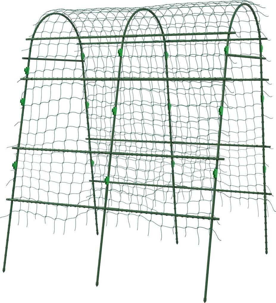 Outsunny Kovový Trellis, Nepodléhající Korozi pro Popínavé Rostliny, Trellis pro Okurky 144 x 167 x 206 cm, Zahradní Trellis pro Rajčata, Zeleninu, Kv