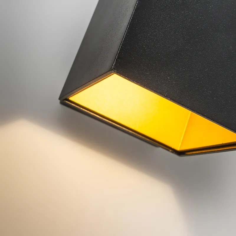 Designová nástěnná lampa černá/zlatá vč. LED - Caja