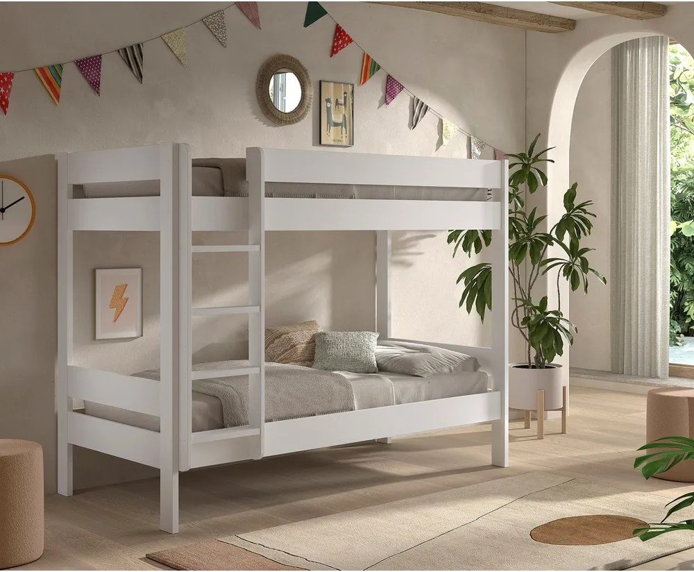 Bílá patrová dětská postel s roštem 90x200 cm Primo – Vipack