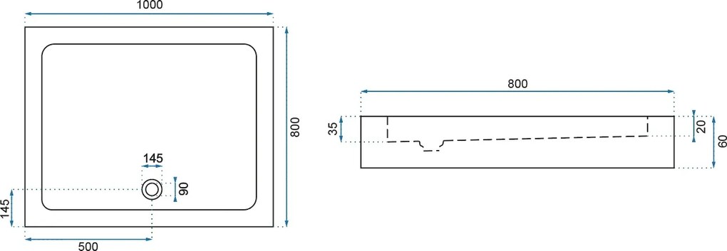 Obdélníkové sprchový kout REA CITY 80x100 kartáčovaná měď - bez vaničky