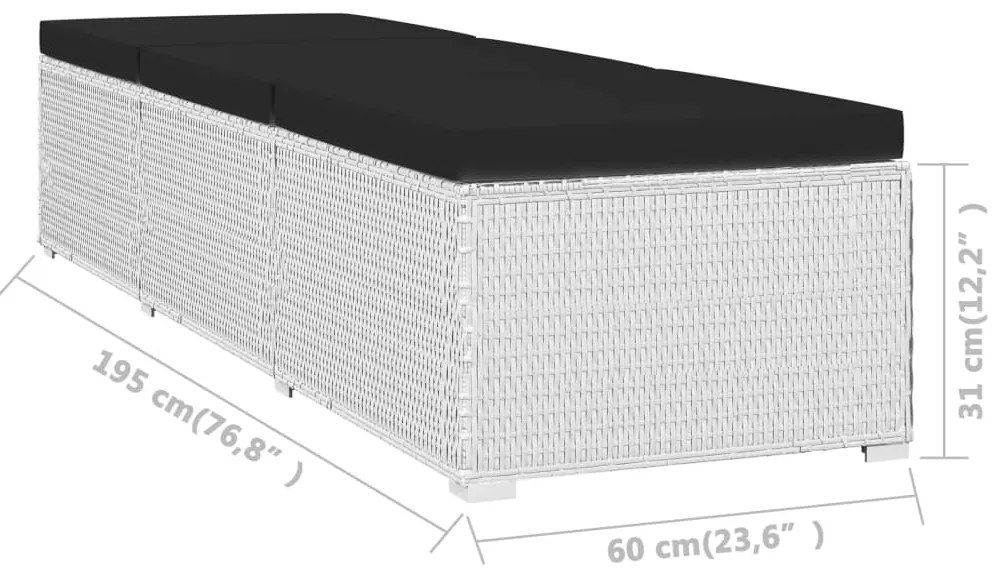 vidaXL Marketos Zahradní lehátko s poduškou a čajovým stolkem polyratan bílé