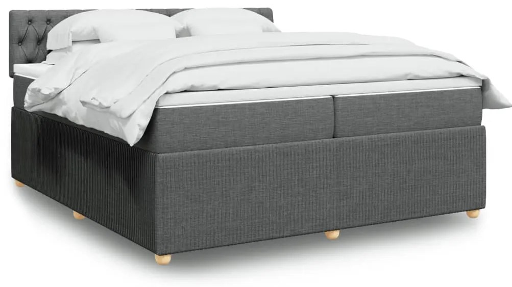 Box spring postel s matrací tmavě šedá 200x200 cm textil