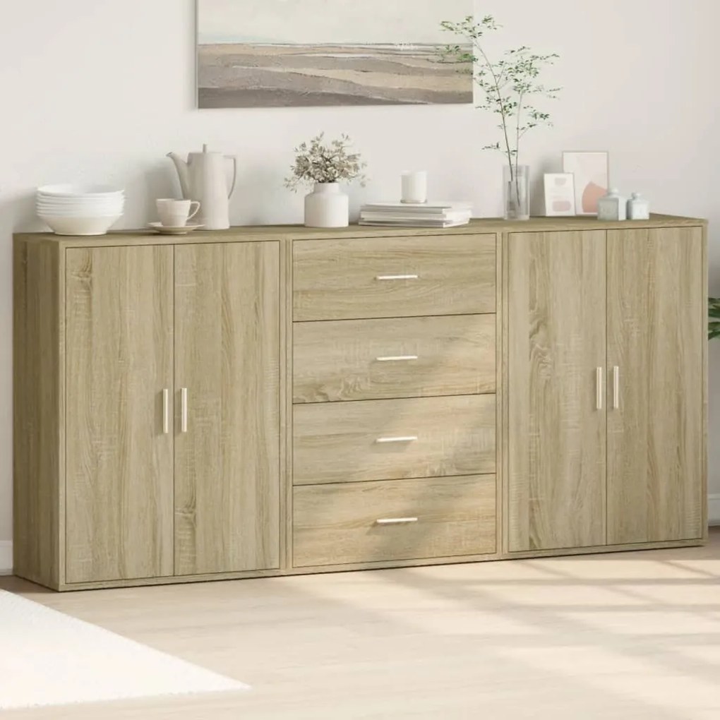 Příborníky 3 ks dub sonoma 60 x 31 x 84 cm kompozitní dřevo 3276576