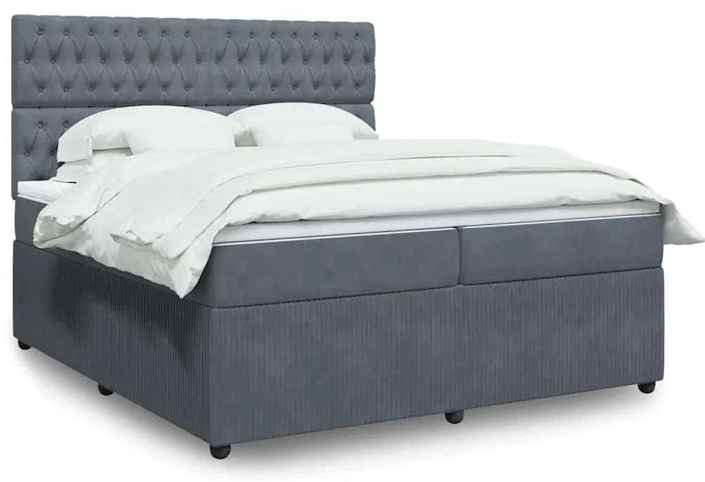 Box spring postel s matrací tmavě šedá 200x200 cm samet 3292437