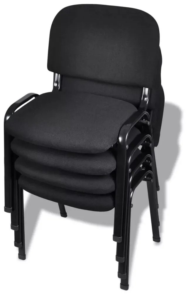 20138 vidaXL Stohovatelné kancelářské židle 4 ks textilní černé