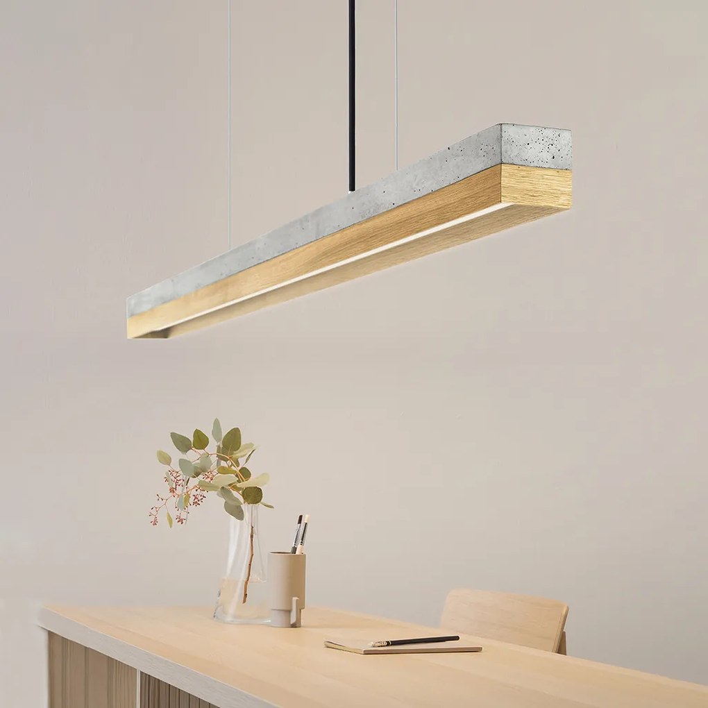 Designové lineární svítidlo ze surových materiálů C1 light 122 cm  Designové lineární svítidlo ze surových materiálů C1 light 122 cm Dekor: Dubové…
