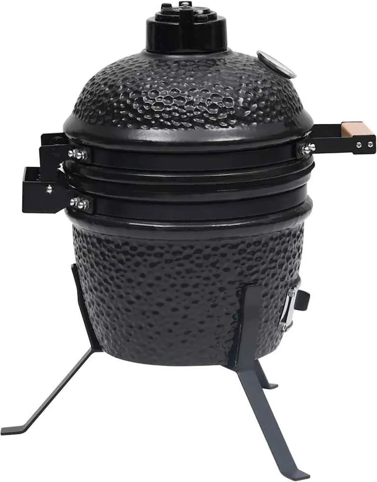 Zahradní gril a udírna 2 v 1 Kamado keramický 56 cm černý 316093