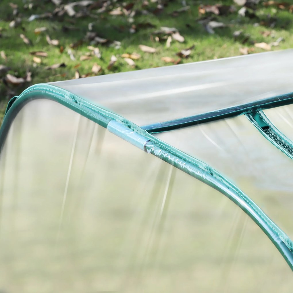 Outsunny Fóliový skleník s dveřmi Studený rám Rostlinná školka Rostlinný dům Fólie Ocel PVC Transparent 395 x 100 x 80 cm
