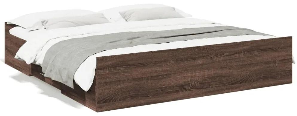 Rám postele se zásuvkami hnědý dub 200x200 cm kompozitní dřevo,  3280271