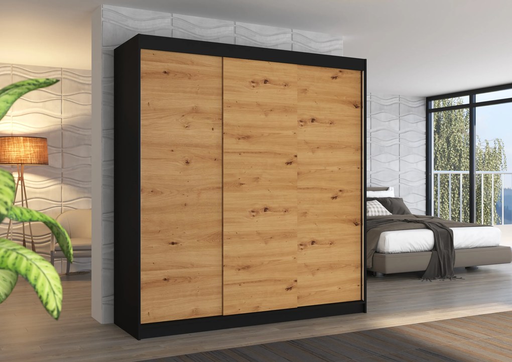ADRK Furniture Posuvná skříň MEGAN 200 SW-MEG-B+ART-200+A686