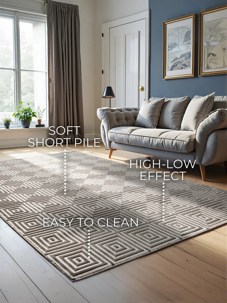 ELLE Decoration, Kusový koberec Perles 106185 White Grey z kolekce Elle, 200x280, šedá, ložnice