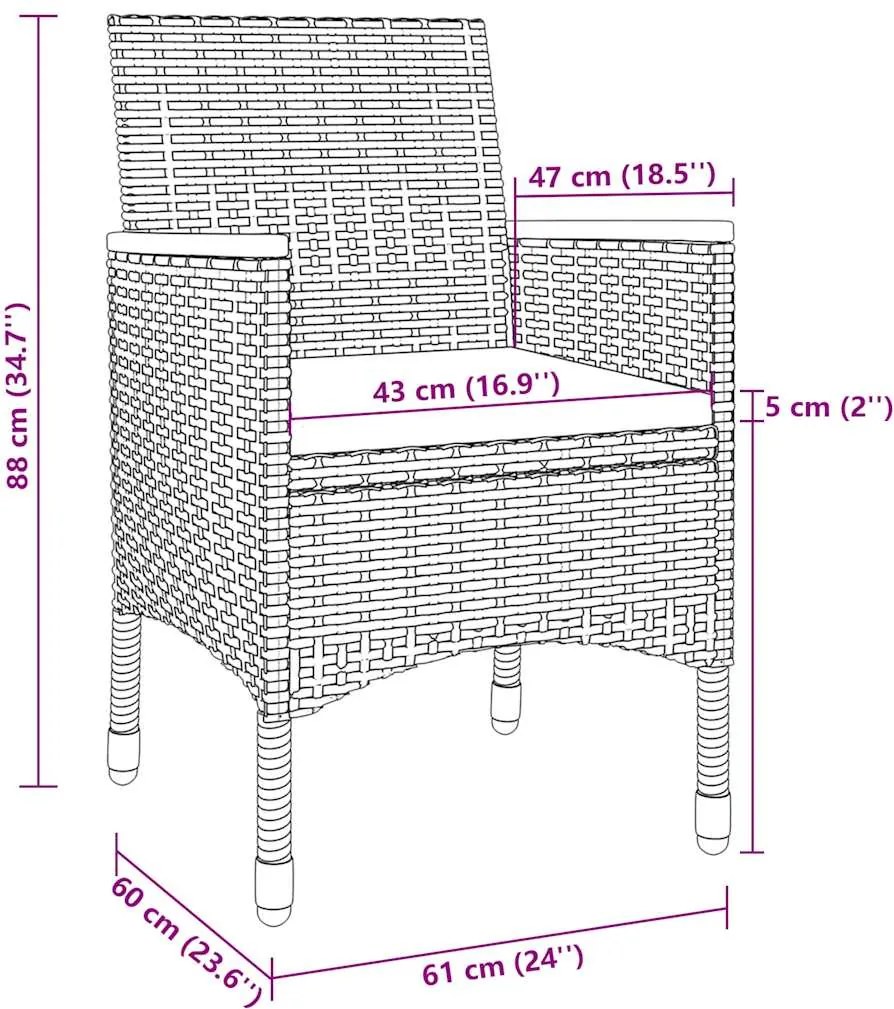 9dílný zahradní jídelní set s poduškami polyratan a sklo 3099780