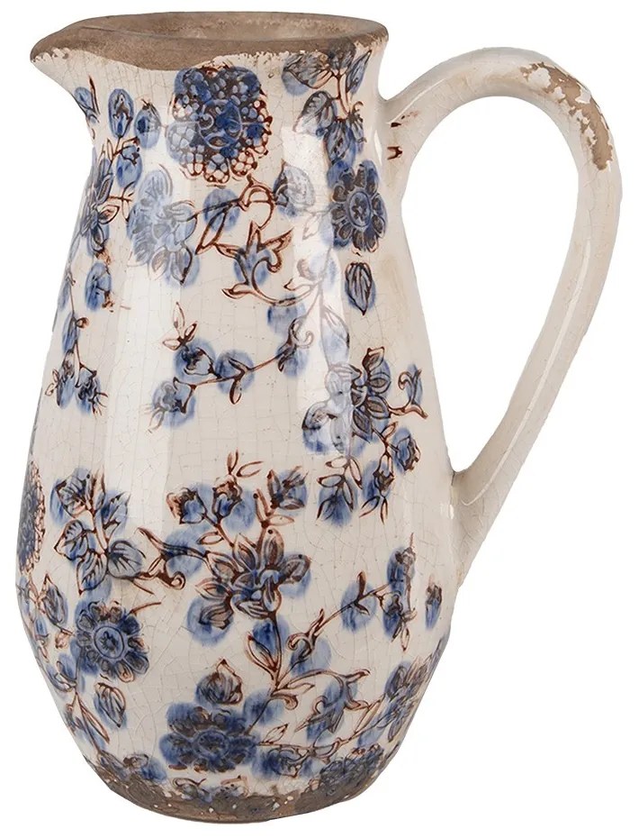 Dekorativní keramický džbán s modrými květy Blusia S - 17*13*22 cm