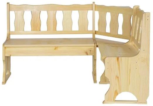 Dřevěná rohová lavice NR101, 150x86x110, borovice (Barva dřeva: Přírodní (lakovaná))