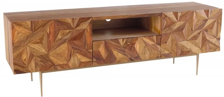 Přírodní dřevěný televizní stolek Stone Finish