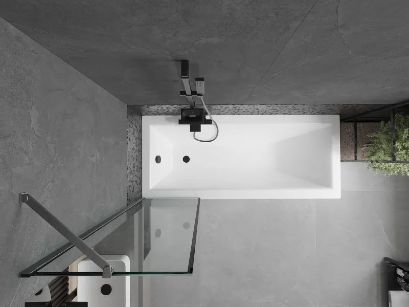Mexen Next, 1-křídlová vanová zástěna 50 x 150 cm, 6mm čiré sklo - černý vzor, broušená grafitová, 895-050-000-00-70-66