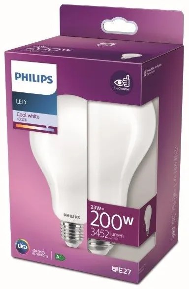 Philips 8718699764654 led žárovka 1x23w | e27 | 3452lm | 4000k - studená bílá, matná bílá, eyecomfort