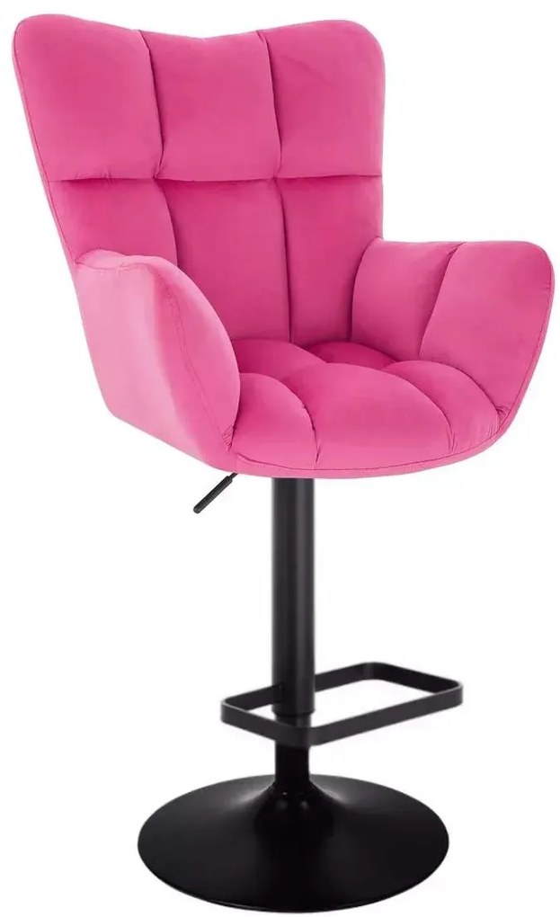 LuxuryForm DESIGN Barové křeslo AURORA VELUR na černé kulaté podstavě - tmavě růžové