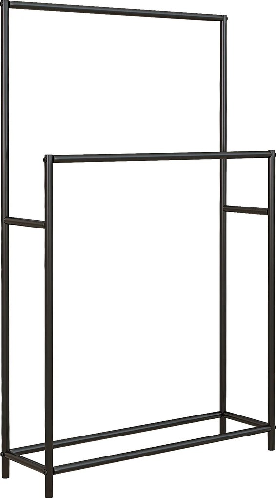HOMCOM Věšák na ručníky, volně stojící věšák se 2 držáky na ručníky, věšák na ručníky do koupelny, kov, 66 x 20 x 110 cm, černý