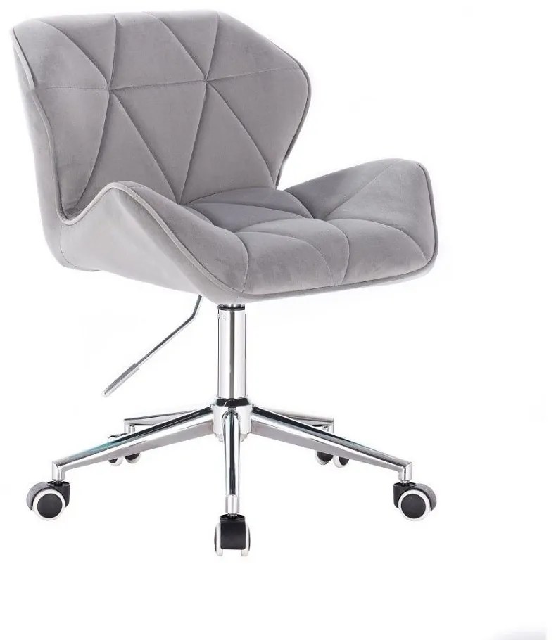 LuxuryForm DESIGN Otočná židle MILANO VELUR na stříbrné podstavě s kolečky - světle šedá