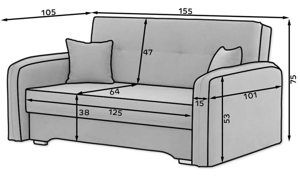 Eltap Rozkládací pohovka Laine 3 Materiál a barva potahu: Poco 40 - tmavě modrá