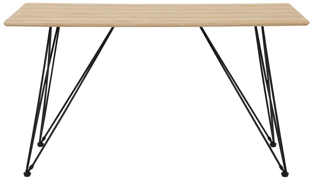 Jídelní stůl barva světlého dřeva a černá 140 x 80 cm KENTON Beliani
