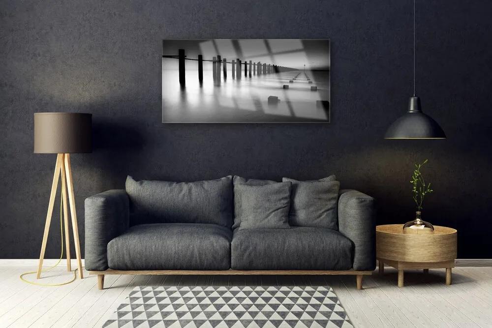 Obraz na skle Mlha Molo Architektura 100x50 cm