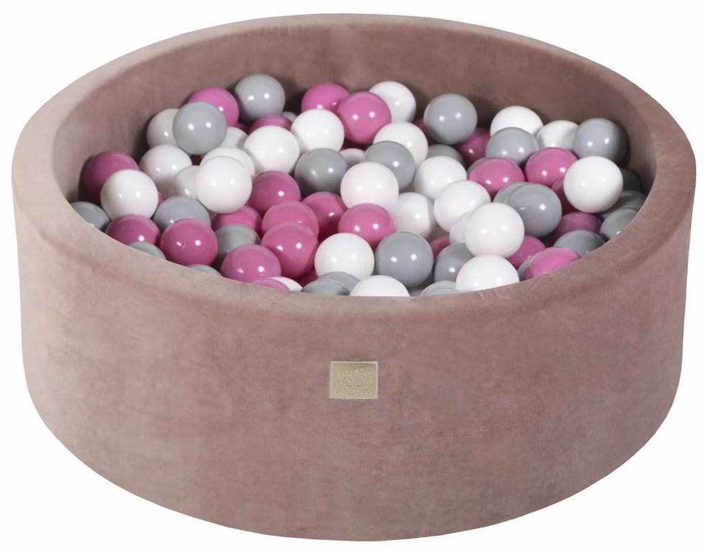 Suchý bazének s míčky 90x30cm s 200 míčky, hnědá: růžová, bílá, šedá