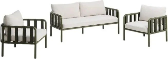 Zelený/béžový hliníkový zahradní lounge set pro 4 osoby Omala – Kave Home