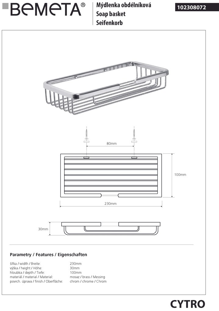 Bemeta Design CYTRO: Polička, do sprchy - 102308072