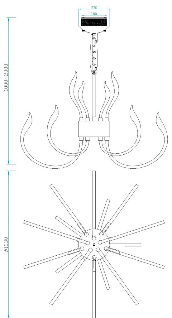 Mantra Versailles, impozantní závěsné svítidlo s různými režimy svícení LED 256W 3000K, průměr 103cm