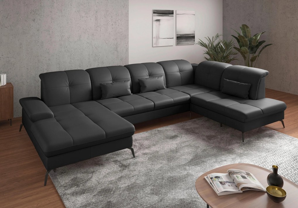 XXXLutz SEDACÍ SOUPRAVA, textil, kůže, černá Sit & More - Sedací soupravy - 00014401174G