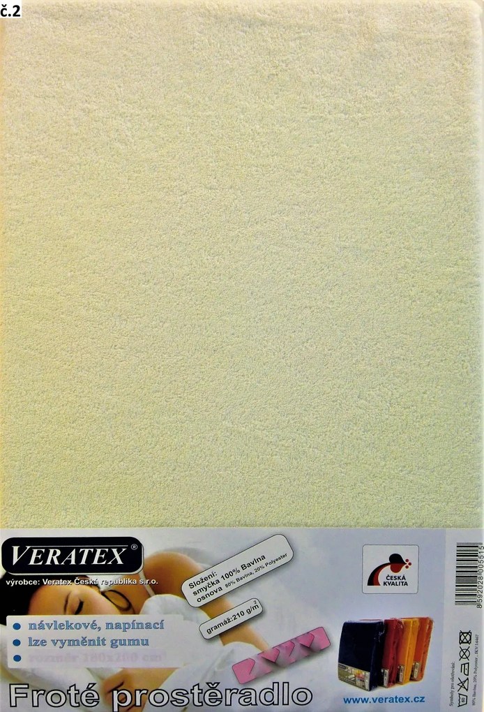 Veratex Froté prostěradlo  90x210/16 cm (č. 2-smetanová) 90 x 210 cm Froté