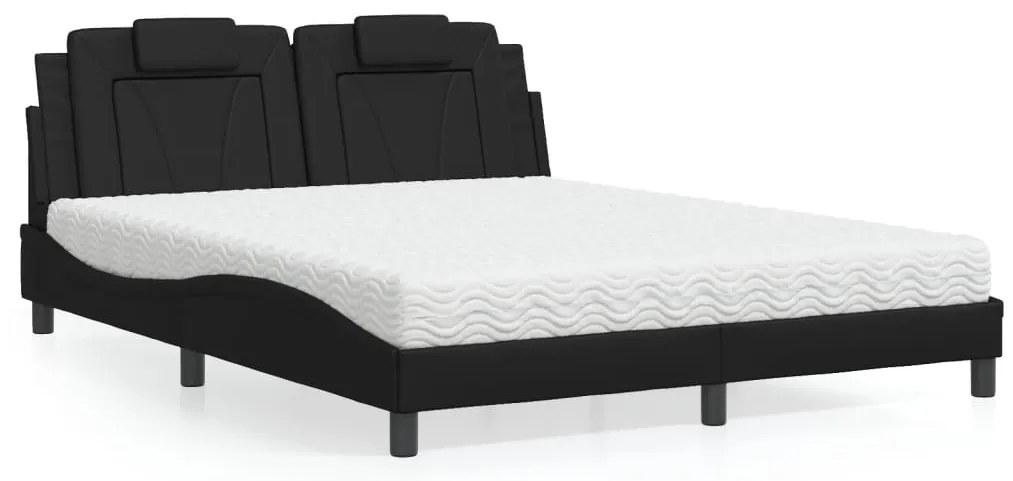 Postel Viana s matrací černá 160 x 200 cm umělá kůže 3208803