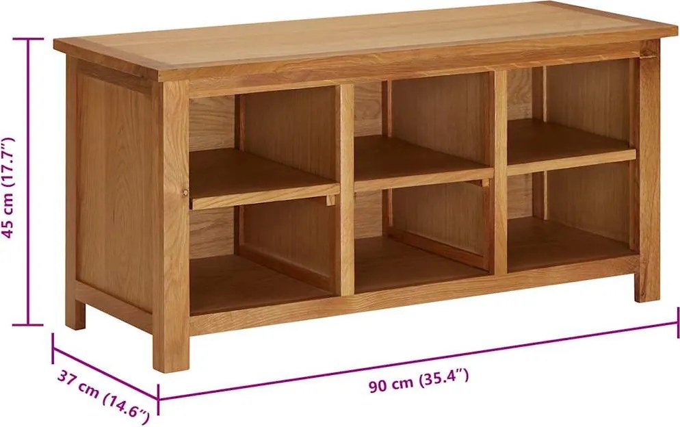 Botník 90 x 37 x 45 cm masivní dubové dřevo 289189