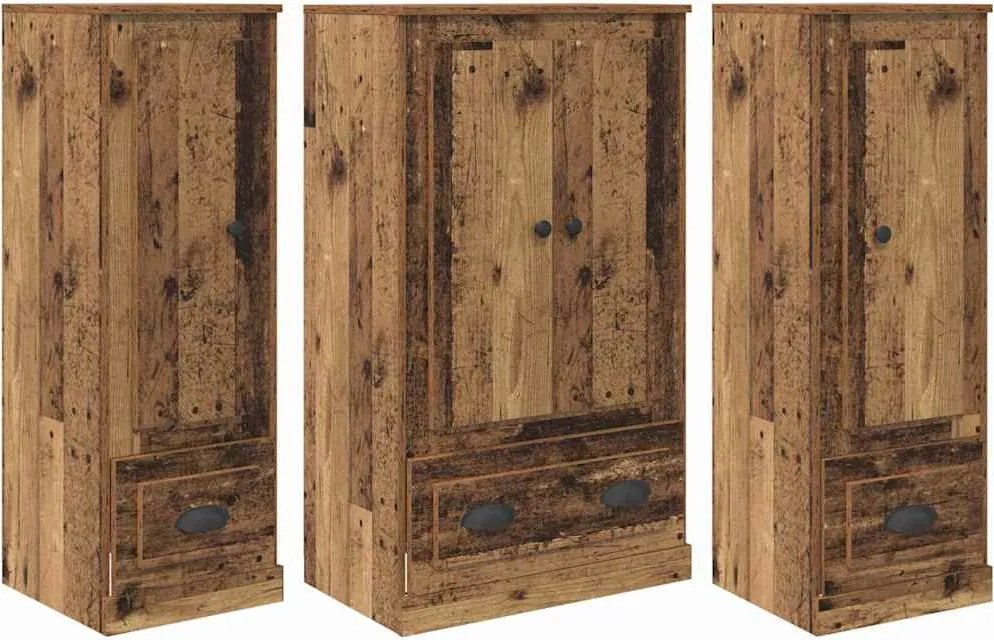 Vysoký bufet 3 ks Staré dřevo 132 x 35,5 x 103,5 cm 3402671