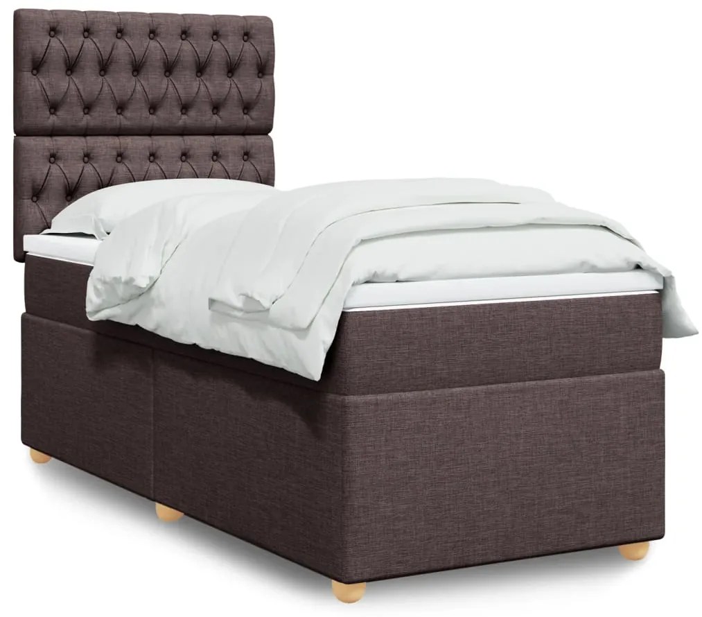 Box spring postel s matrací tmavě hnědá 90x200 cm textil