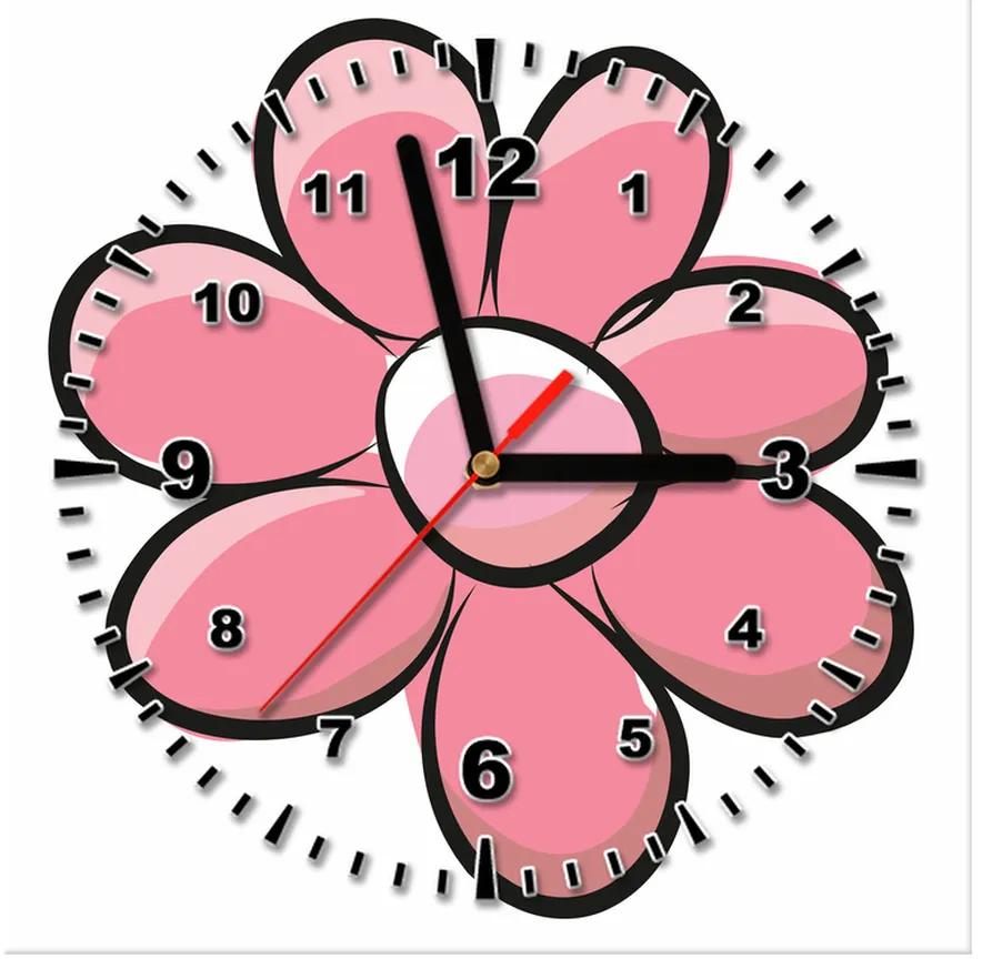 Gario Obraz s hodinami Růžový kvítek Rozměry: 40 x 40 cm