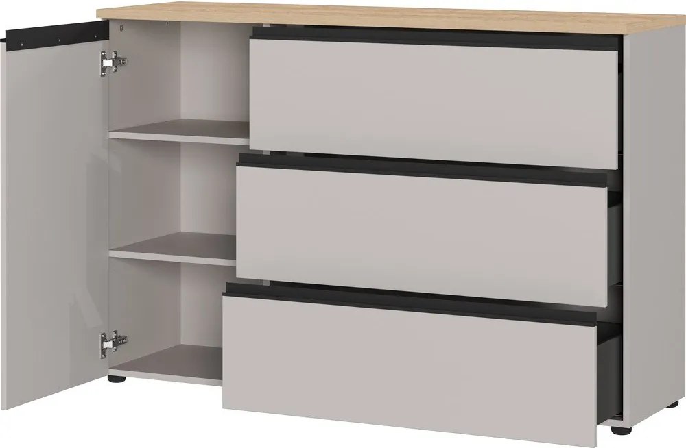 Šedobéžová/ve světle přírodní barvě komoda 135x91x41 cm Cormano – Germania