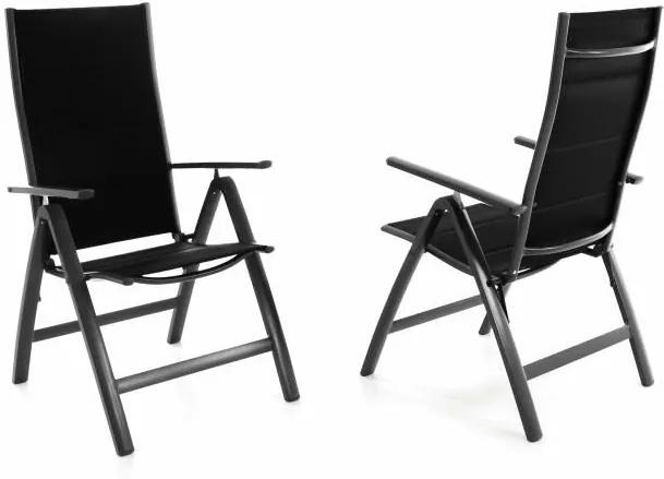 Garthen DELUXE 40947 Sada dvou zahradních hliníkových židlí - černá