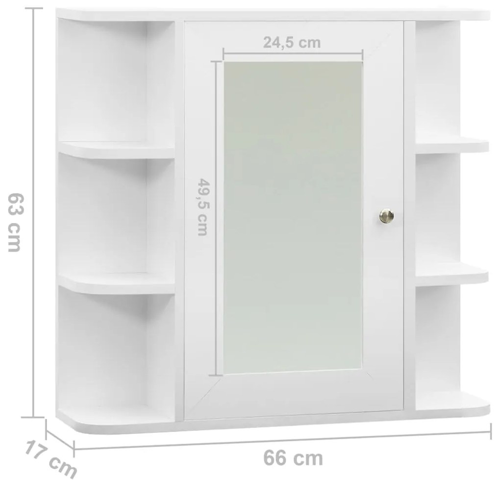 vidaXL Marketos Koupelnová zrcadlová skříňka bílá 66 x 17 x 63 cm MDF