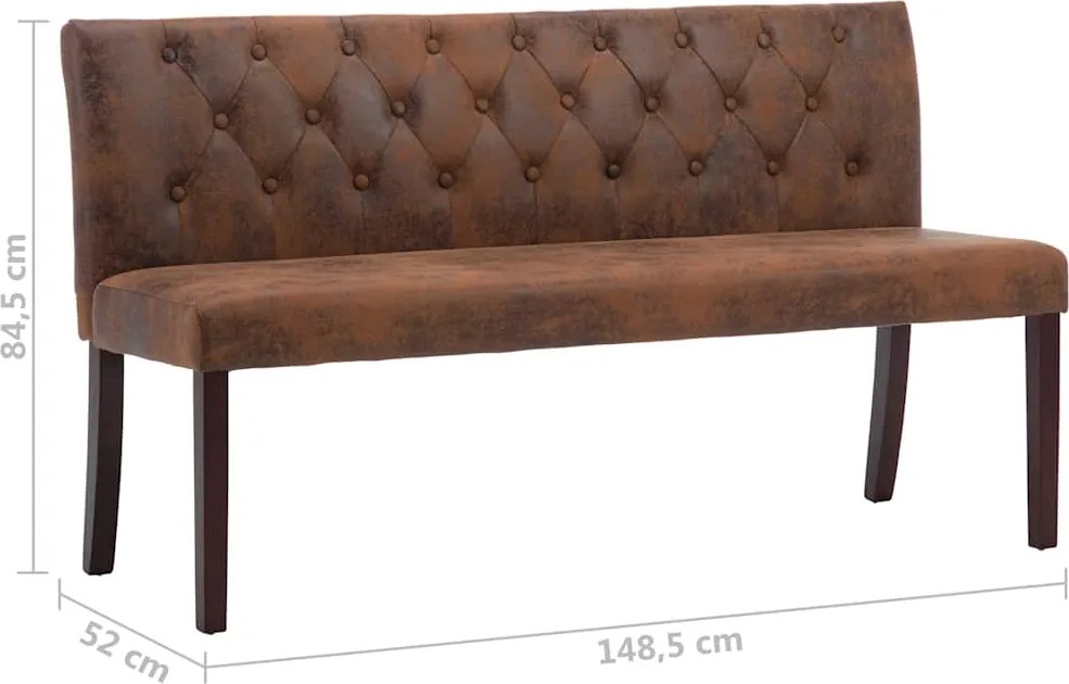 Lavice 148,5 cm hnědá umělá semišová kůže 288571
