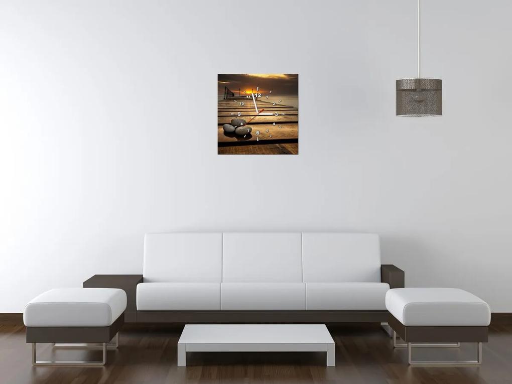 Gario Obraz s hodinami Nádherné ráno při molu Rozměry: 40 x 40 cm