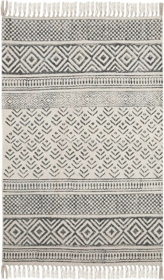 Černobílý bavlněný vzorovaný koberec A Simple Mess Mille, 90 x 60 cm
