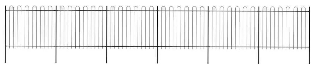 Zahradní plot s obloukem nahoře ocelový 1005 x 150 cm černý 277679