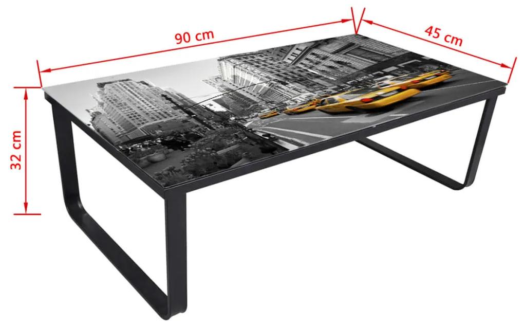 vidaXL Obdélníkový konferenční / odkládací stolek s potiskem na skle