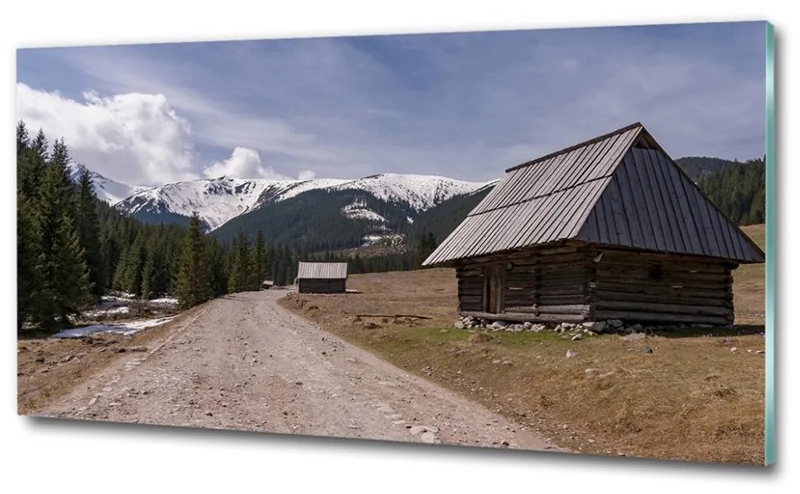 Wallmuralia Fotoobraz na skle Domek v horách 100x50
