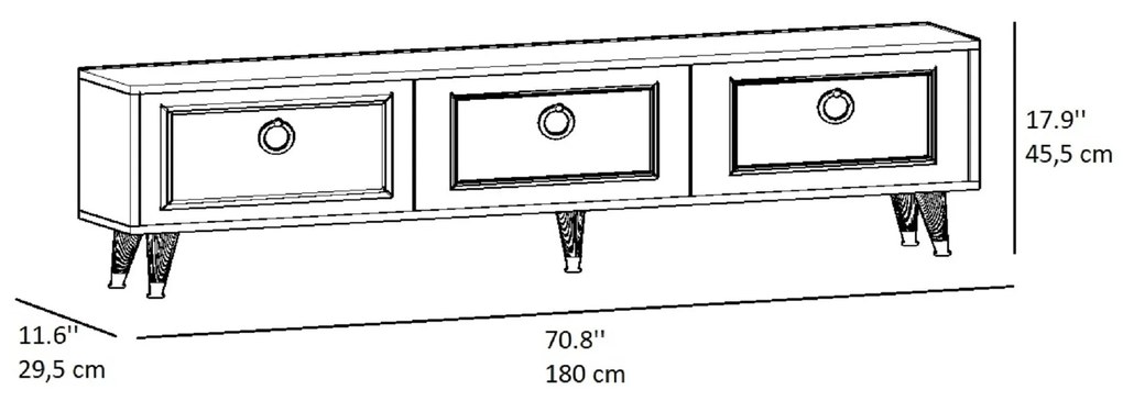 Hanah Home TV stolek Sona - White, Gold, Bílá, Zlatá